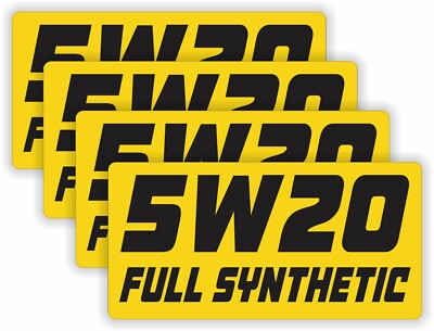 4-pack 2x4 inch 5W20 FULL SYNTHETIC Vinyl Stickers Decals Labels Oil ...