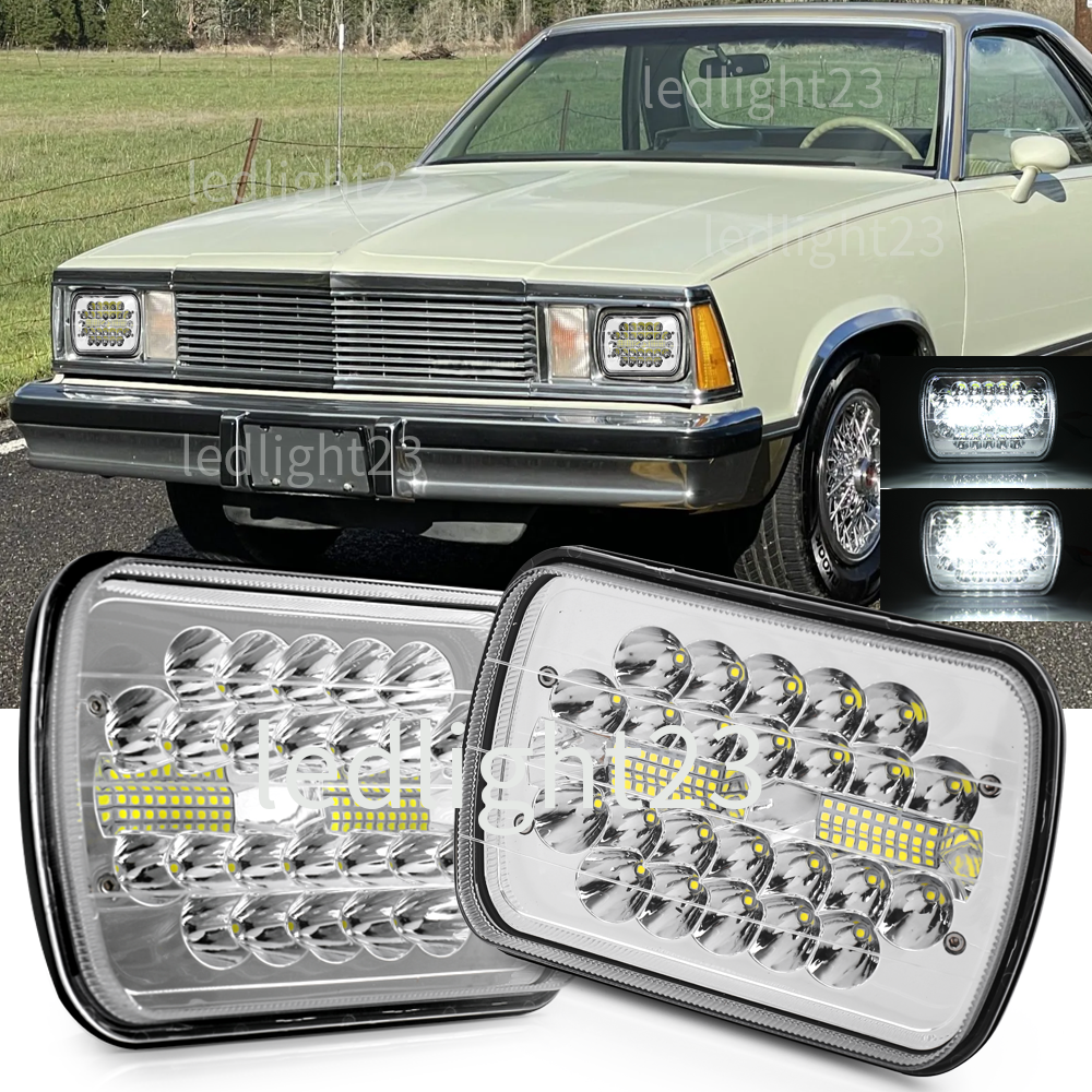 2pcs 7x6" Square LED Headlights Hi/Lo Fit for Chevrolet El Camino 1978 ...