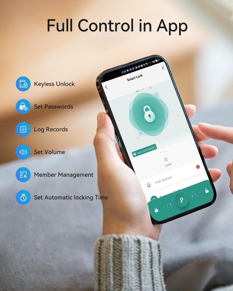 TMEZON Smart Door Lock Wi-Fi Fingerprint Keyless Door Lock with Handle ...