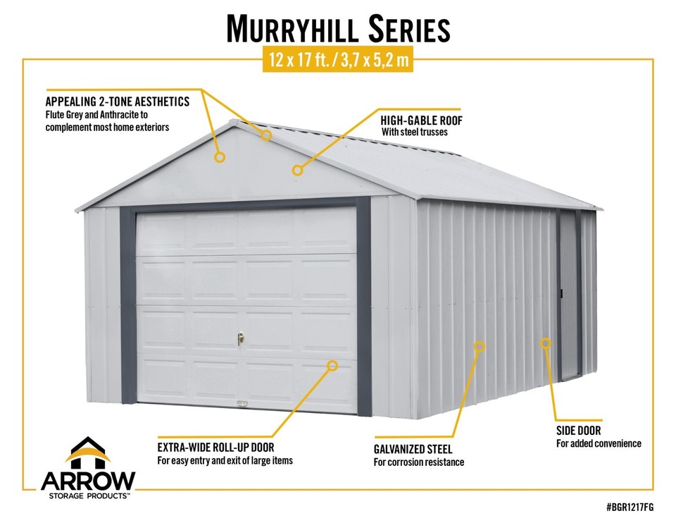 Arrow Murryhill 12 x 17 Garage, Steel Storage Building, Pre Fab Storage ...