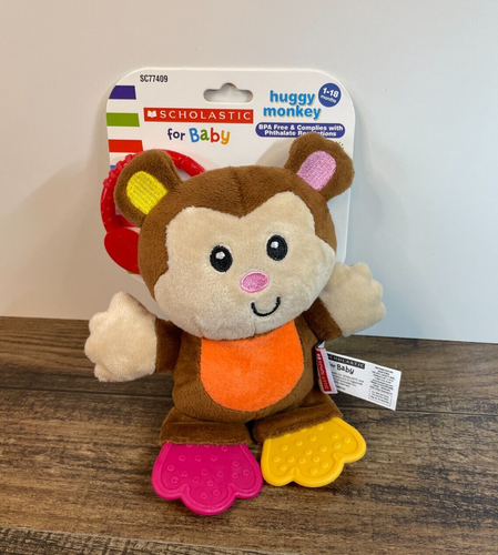 Scholastic For Baby Huggy Monkey 6" Plush Stroller Carrier Teether ...