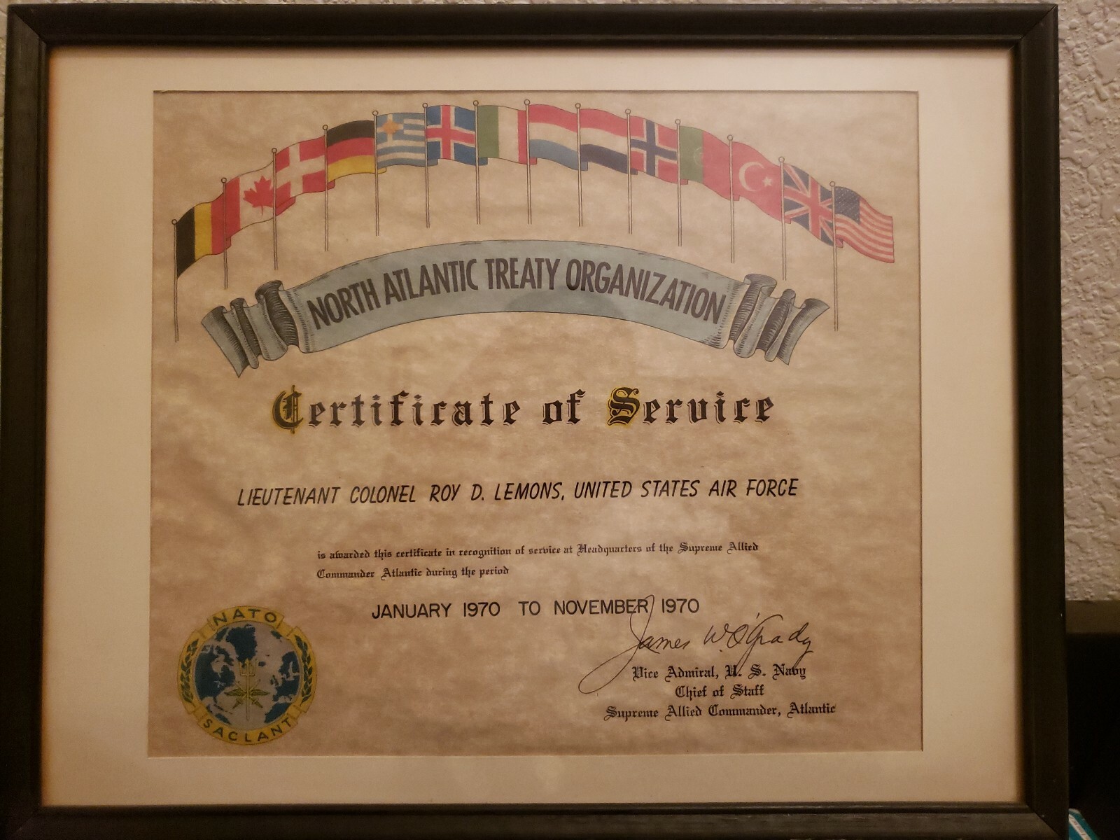 Vintage US Air Force Col NATO Certificate of Service Award framed | eBay