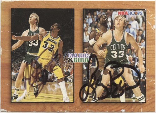 1994 Skybox Hoops Magic Johnson/Larry Bird Auto card is in Poor ...