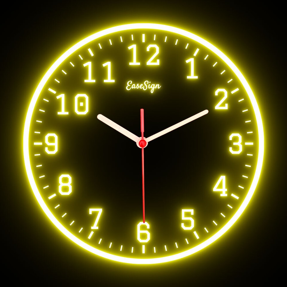 25ck0011 EaseSign Home Decor LED Flexible Flex Neon Wall Clock 7 colors ...