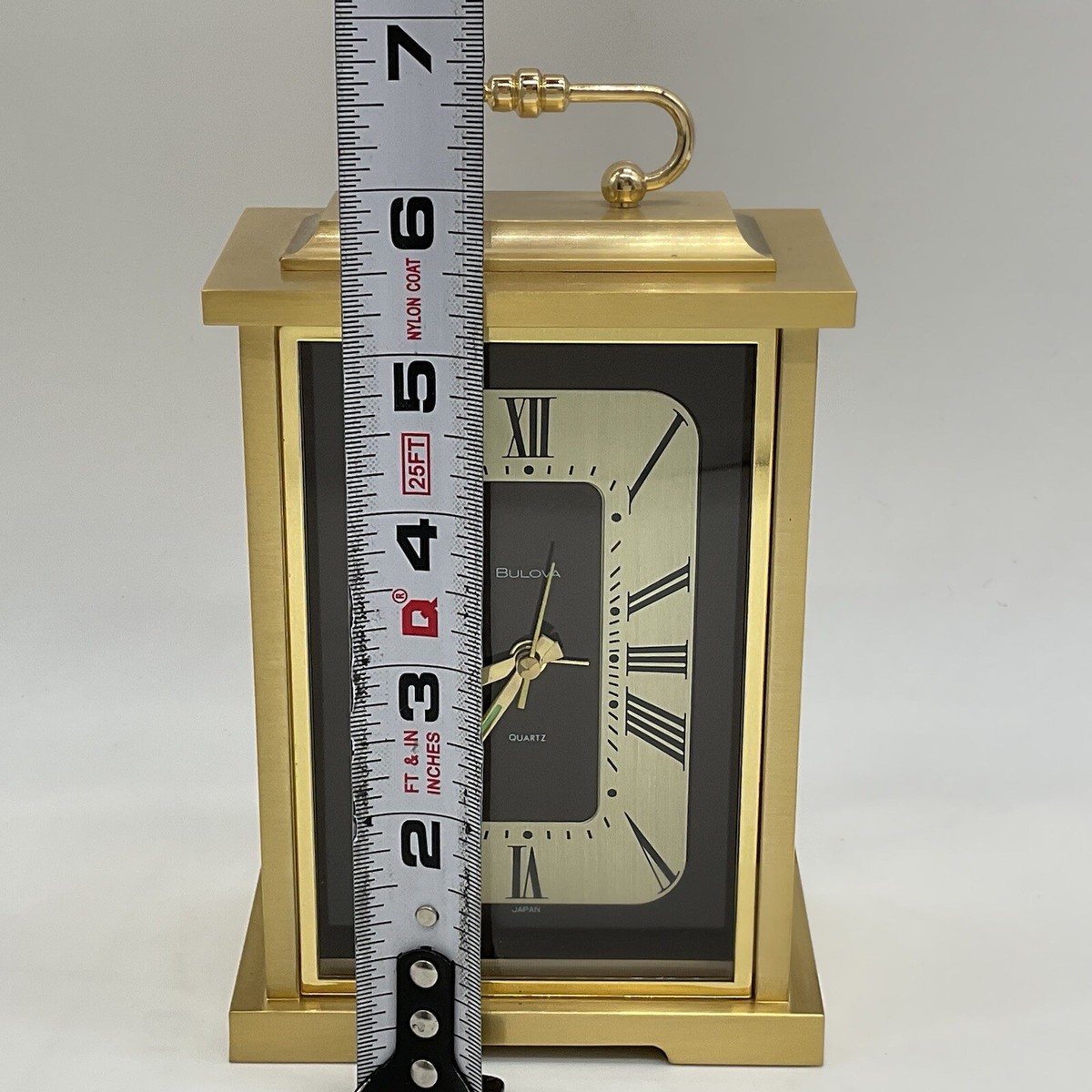 Bulova desk mantle CLock gold tone With Alarm made in Japan Bulova desk mantle CLock gold tone With Alarm made in Japan