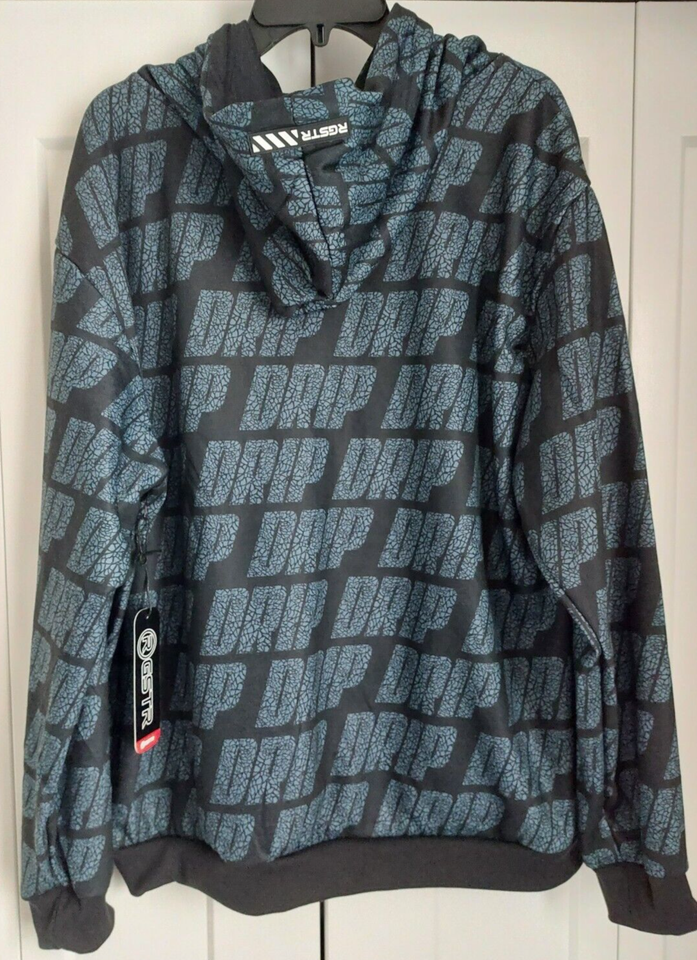 RGSTR MEN'S DRIP BLACK/GRAY HOODIE W/ BIG "DRIP" IN RED X-LARGE NWT | eBay