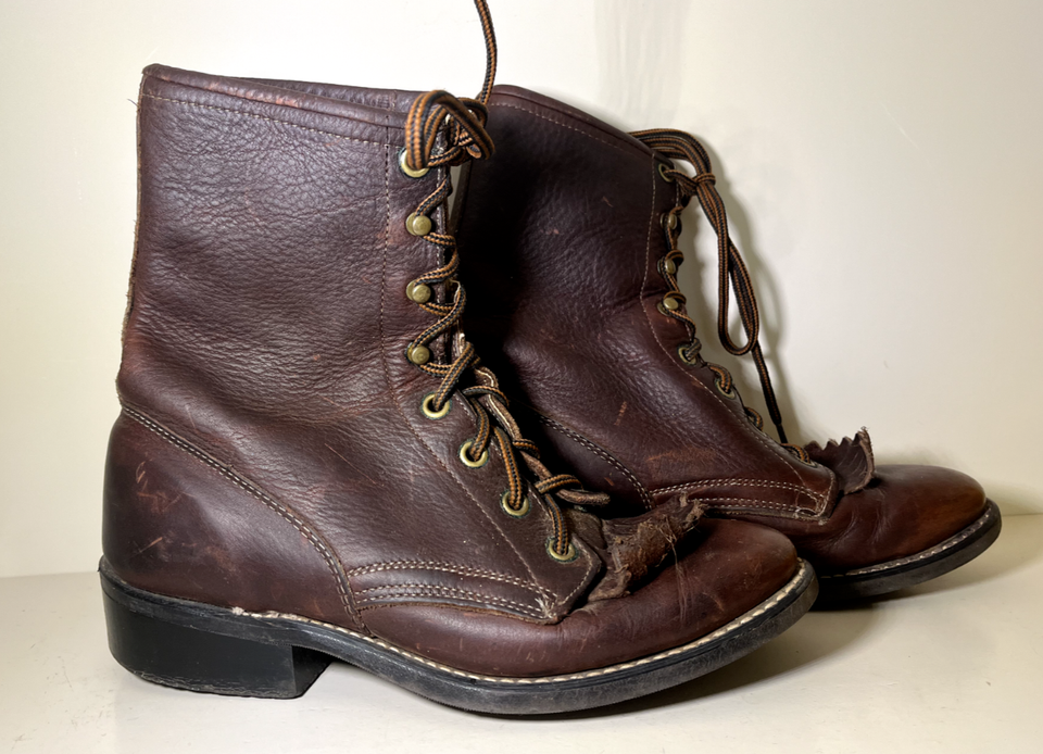 Lace Up Leather Boots Kilty women 6.5 Brown Avonite Hypalon Oil ...