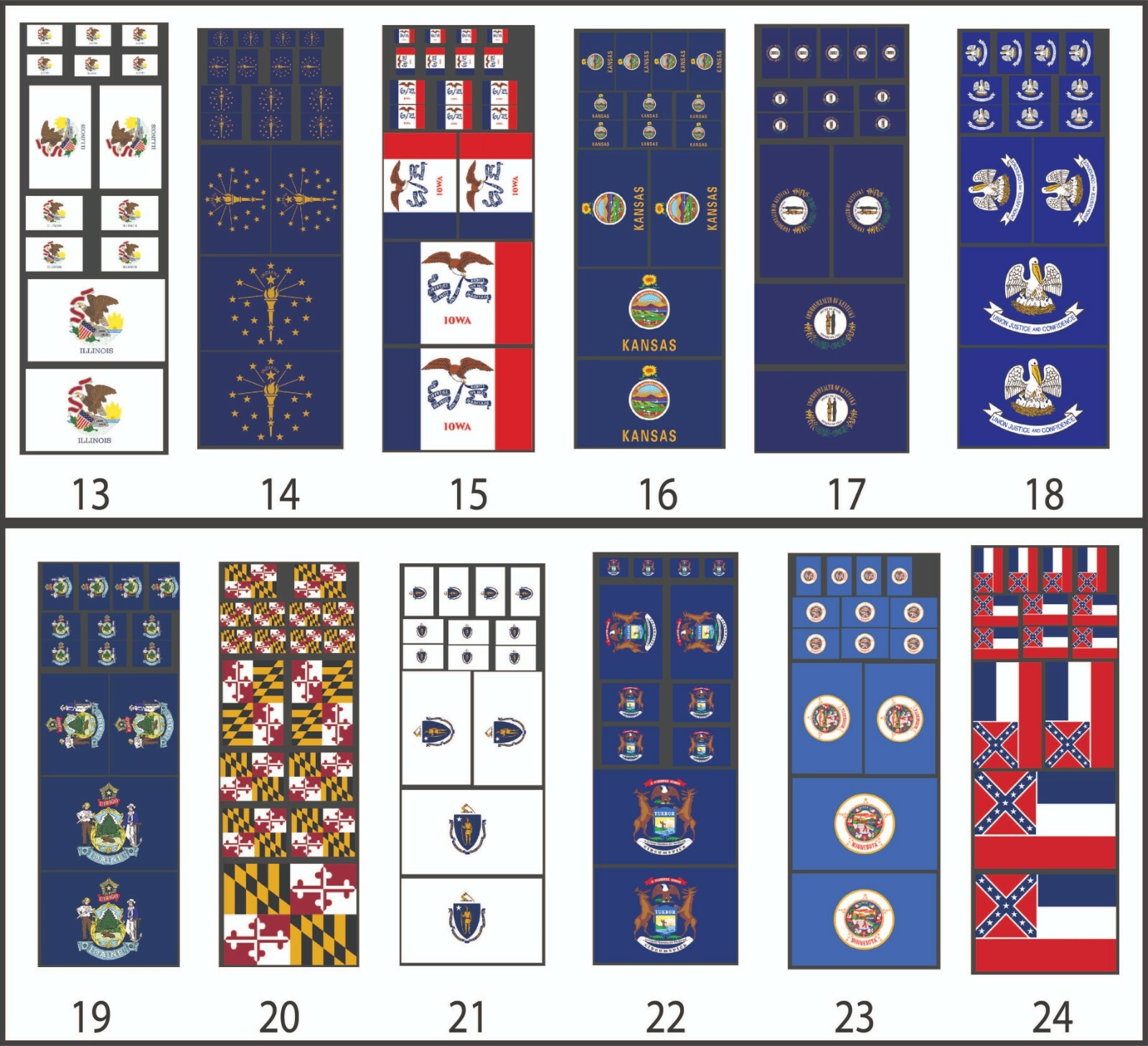 U.S. US American State Flags 1/10 - 1/5 Scaled RC Stickers - Traxxas ...