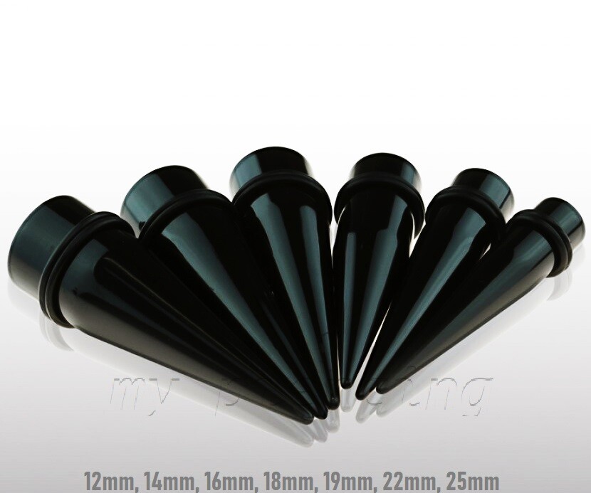 1PC. Black Acrylic Straight Taper Expander Ear Stretcher Ear Plug with ...