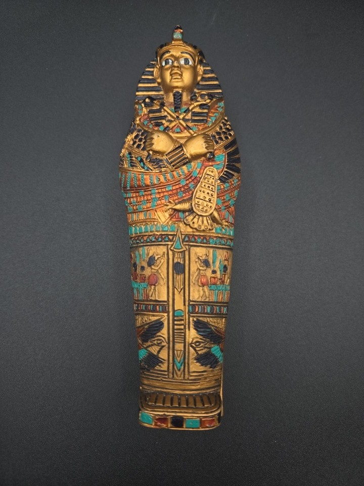 Egyptian King Tut Sarcophagus and Mummy Figure Mini 6" Pharaoh With Box ...