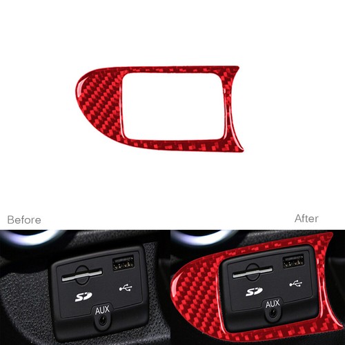 For Fiat 500L 2014-17 Red Carbon Fiber Center Console USB/AUX input ...
