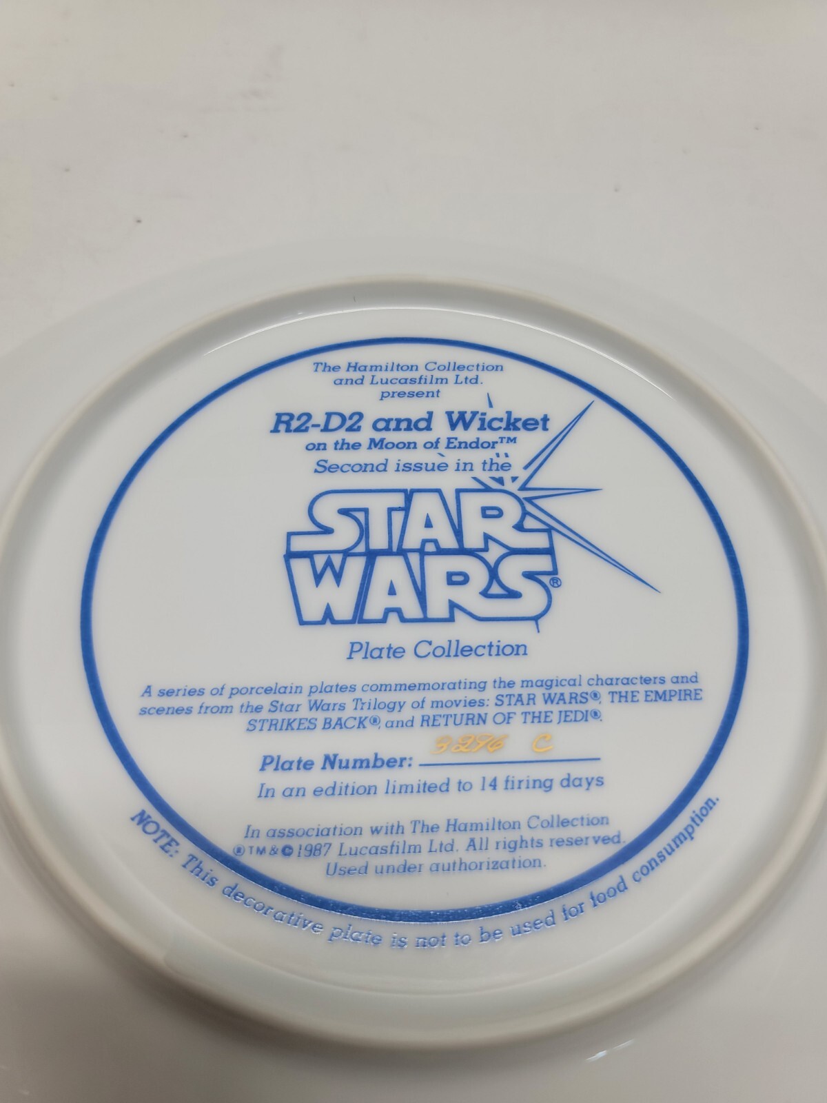 Vtg Star Wars R2-D2 Collector Plate Rimmed In 24k Gold The Hamilton ...