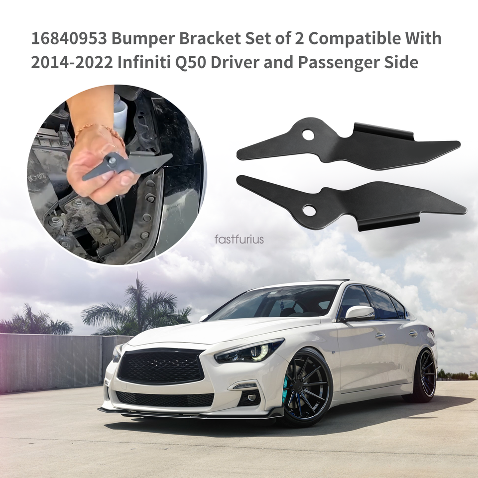 2014-2022 Infiniti Q50 Front Bumper Bracket Set Driver & Passenger Side ...