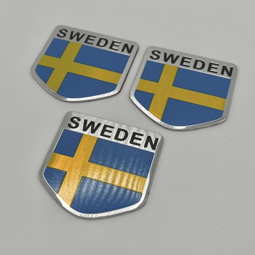 3X Sweden Flag Car Emblem Badge Decal Swedish SE Sticker 2"x 2.25 ...