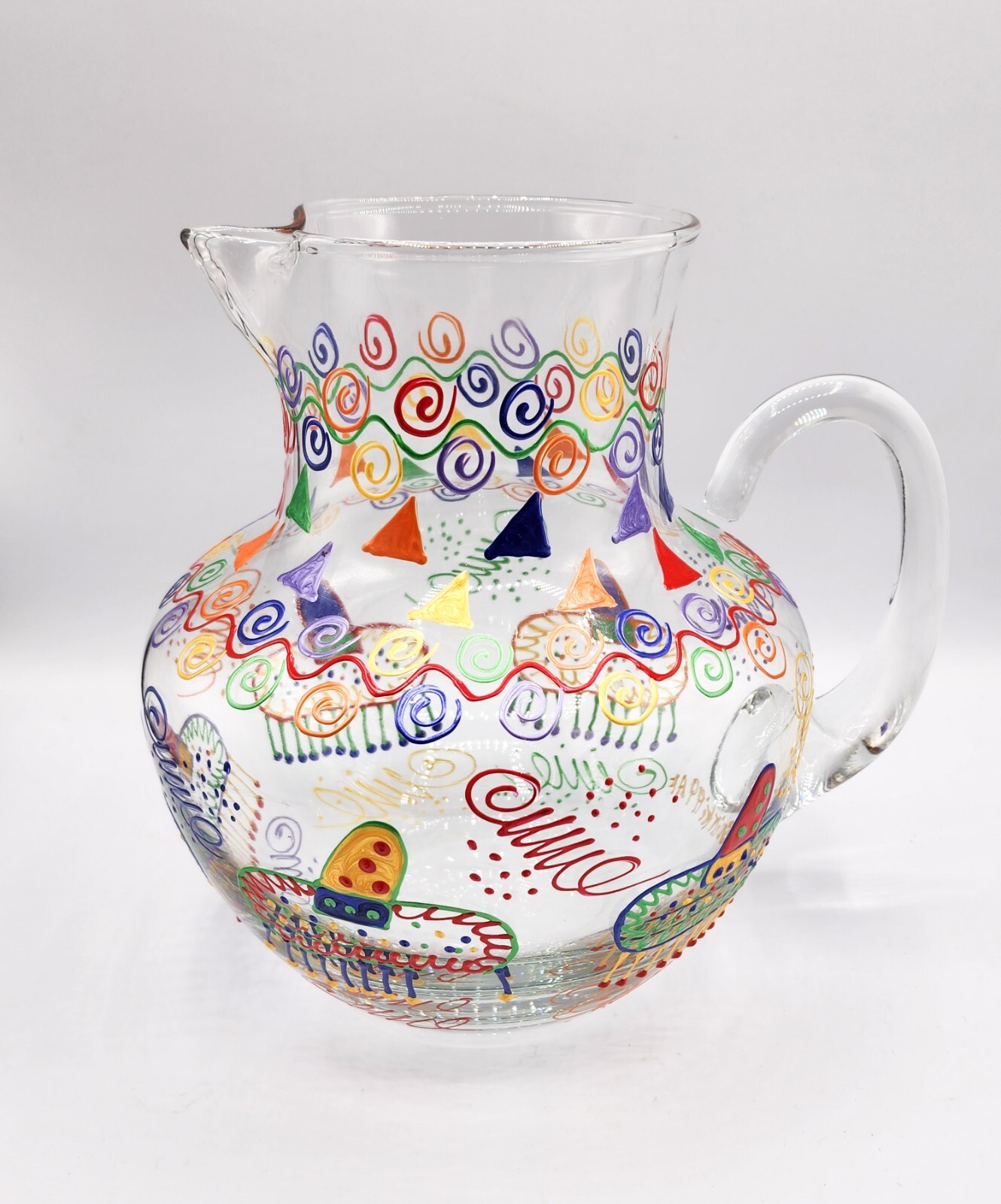Smithereens Cheers Margarita Art Glass Pitcher Hand Painted Signed | eBay