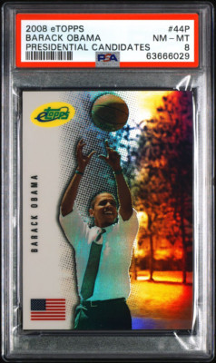 #/999 Barack Obama 2008 eTopps Topps Basketball PSA 8 Shooting Rookie ...