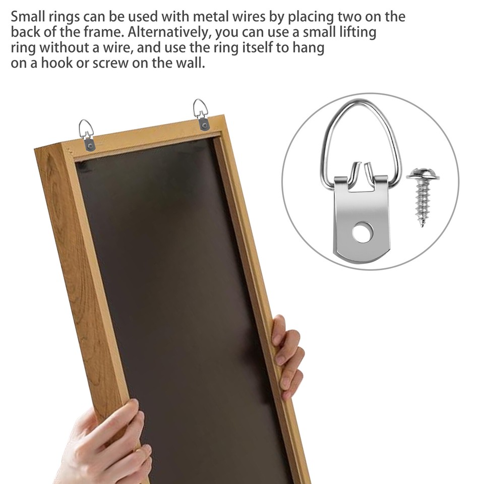 50/100Pcs Metal D Ring Picture Frame Hangers with Screws Photo Hanging ...