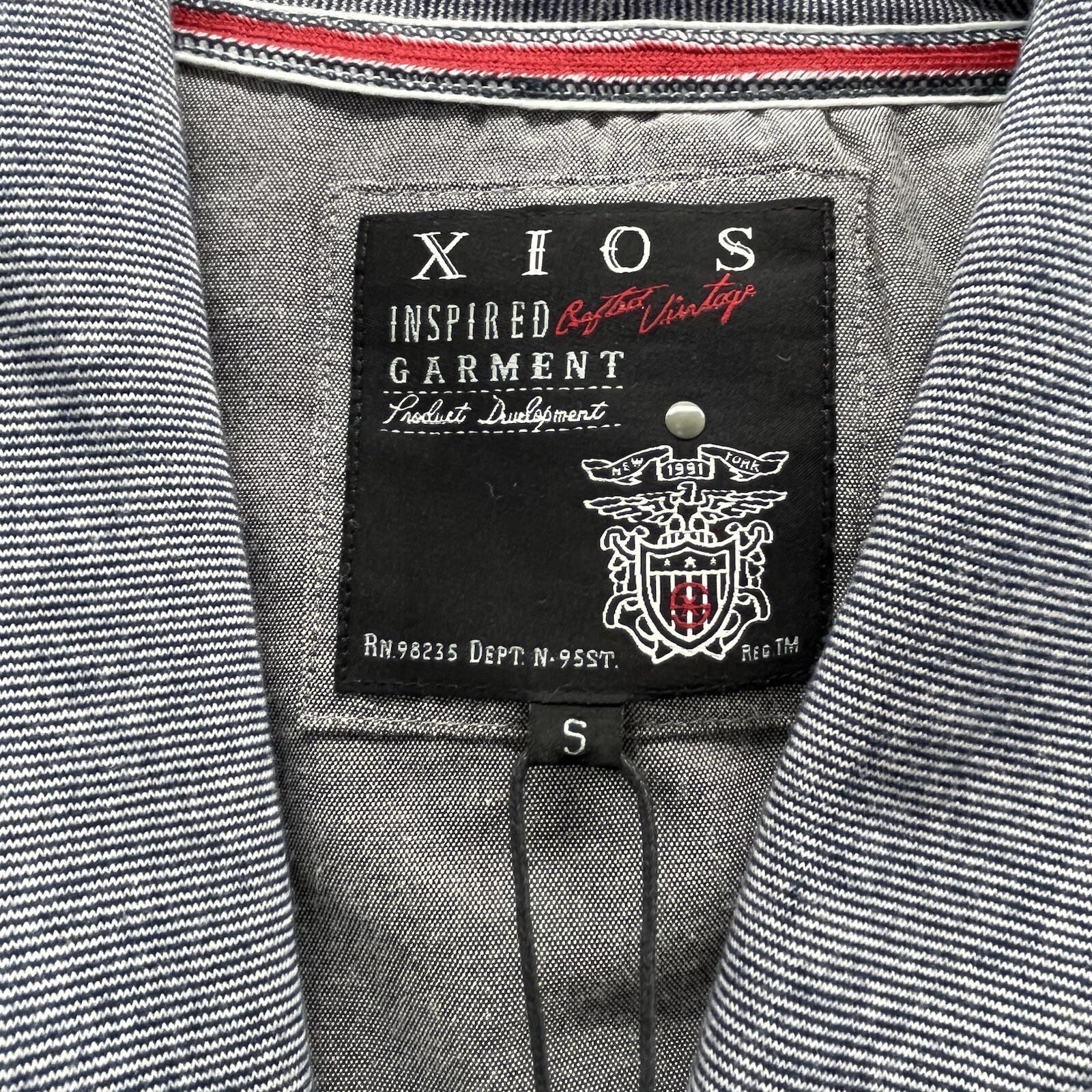 Xios Collared Jacket Mens sz Small Navy Vintage Inspired Garment | eBay