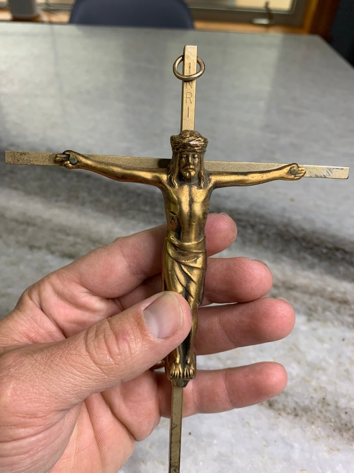Vintage Quality Brass Bronze Jesus on Cross Crucifix INRI Jesus of ...