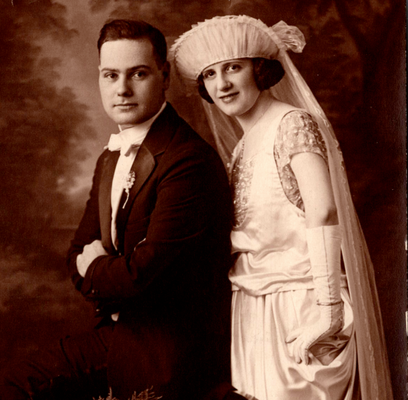 RPPC Married Couple Bride in Flapper Gown Dapper Groom Harry Chait Studio 1920s | eBay