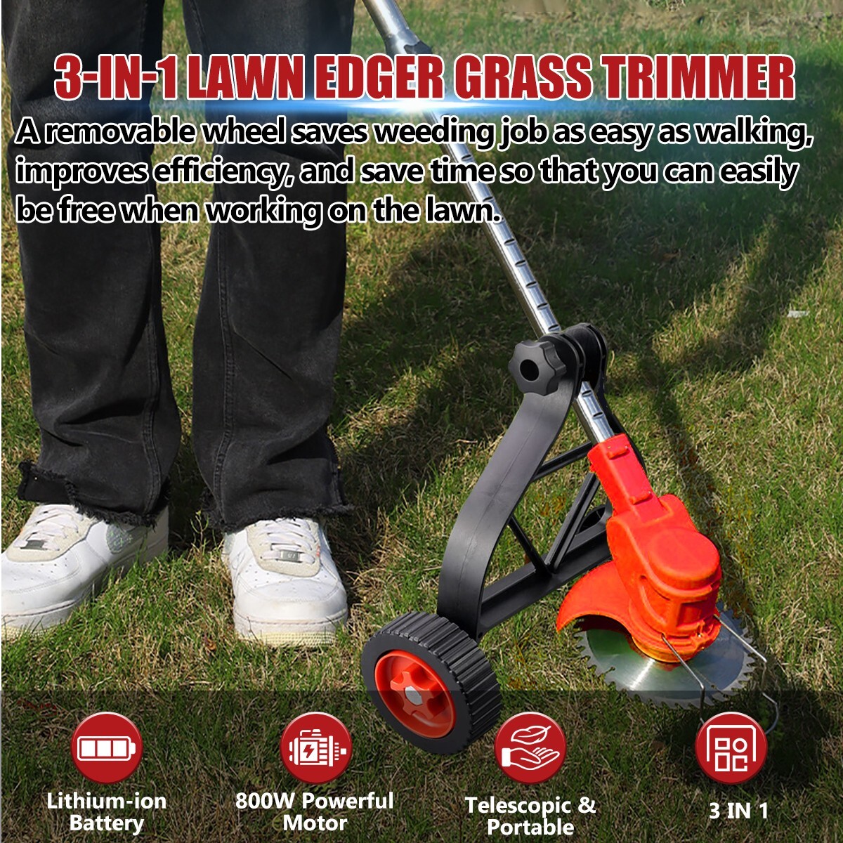 Battery Operated String Trimmer Cordless Weed Wacker 3-in-1 - 21V ...