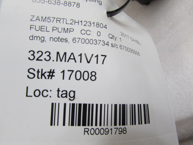Maserati Ghibli, Fuel Pump Assembly w/ Float Valve, Used, P/N 670003734 ...