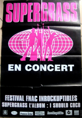 SUPERGRASS - Affiche originale concert Pliée "I should coco" 1995 ...