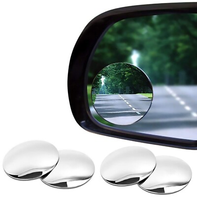 4 Blind Spot Mirrors Round HD Glass Convex 360° Side Rear View Mirror ...