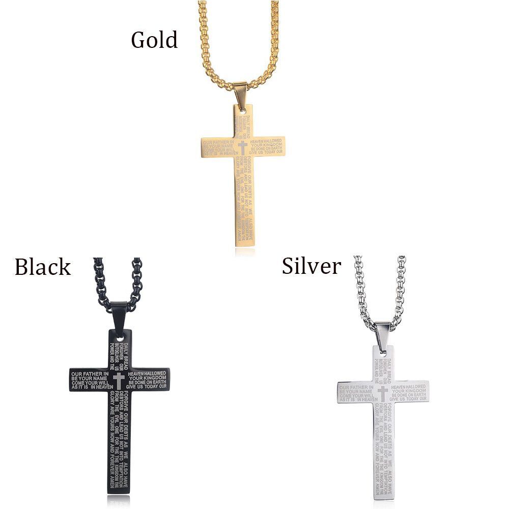 Jesus Scripture Cross Necklace Cross Pendants Prayer Choker Sweater ...