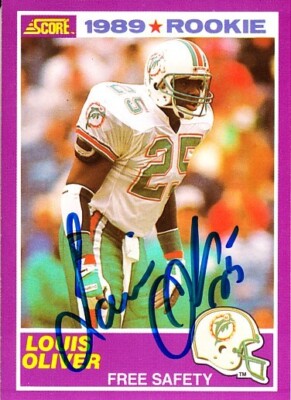 Louis Oliver autograph signed Miami Dolphins 1989 Score Supplemental ...