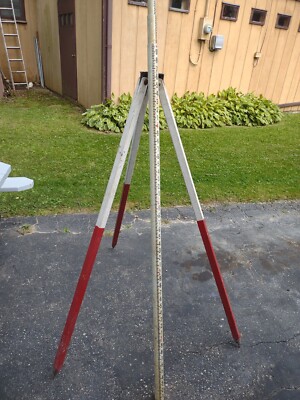 Vintage Antique Wooden Transit Tripod Red And White 4.75' Plus 14 ...