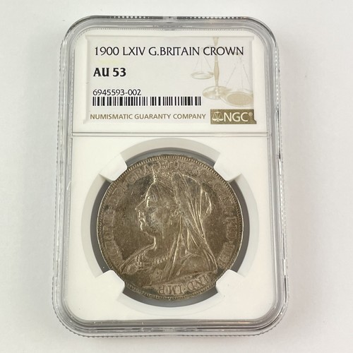 Great Britain Queen Victoria 1900 LXIV Crown Silver Coin AU 53 NGC ...