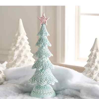 18" SNOWY GINGERBREAD LACE TREE Valerie Parr Hill BLUE NEW | eBay