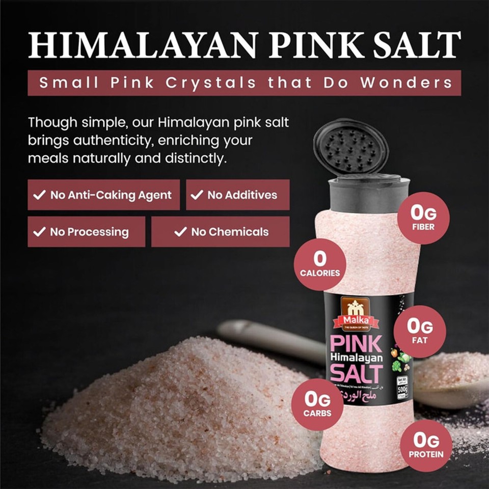 Malka Himalayan Pink Salt Shaker 500g Pack of 2 100% Natural (Total ...