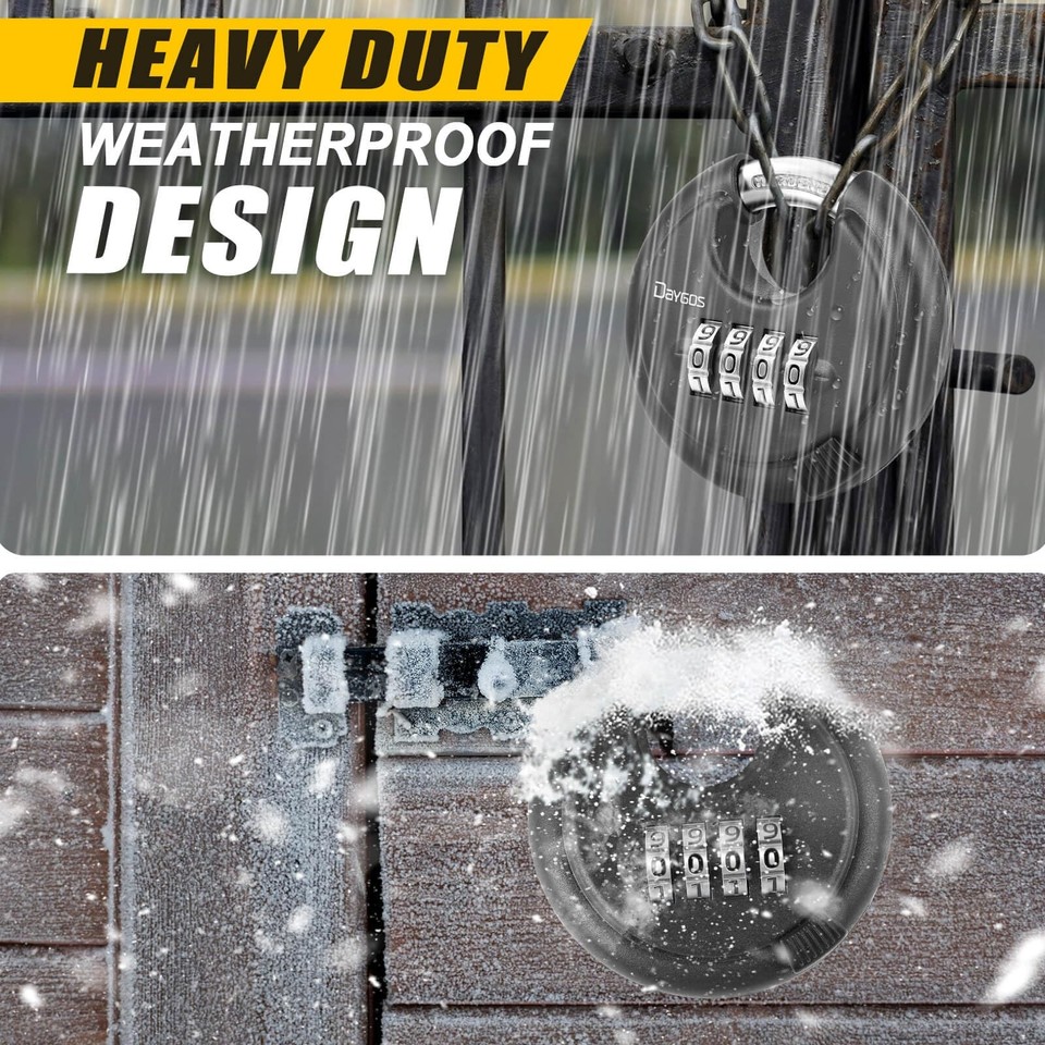 Combination Disc Padlocks for Outdoor - Heavy Duty 4 Digit Code Lock ...