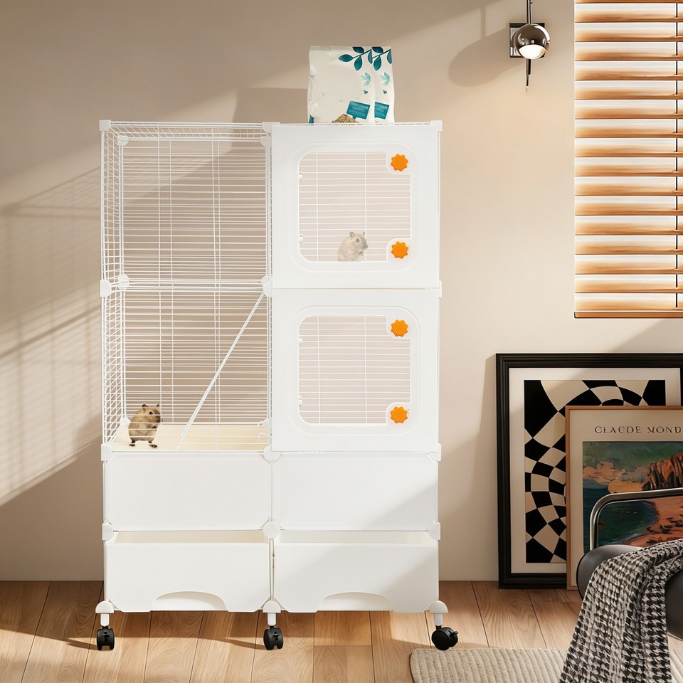 LARGE 3-Tier Hamster Cage Rodent Habitat Rabbit House W/ Ramp Passage ...