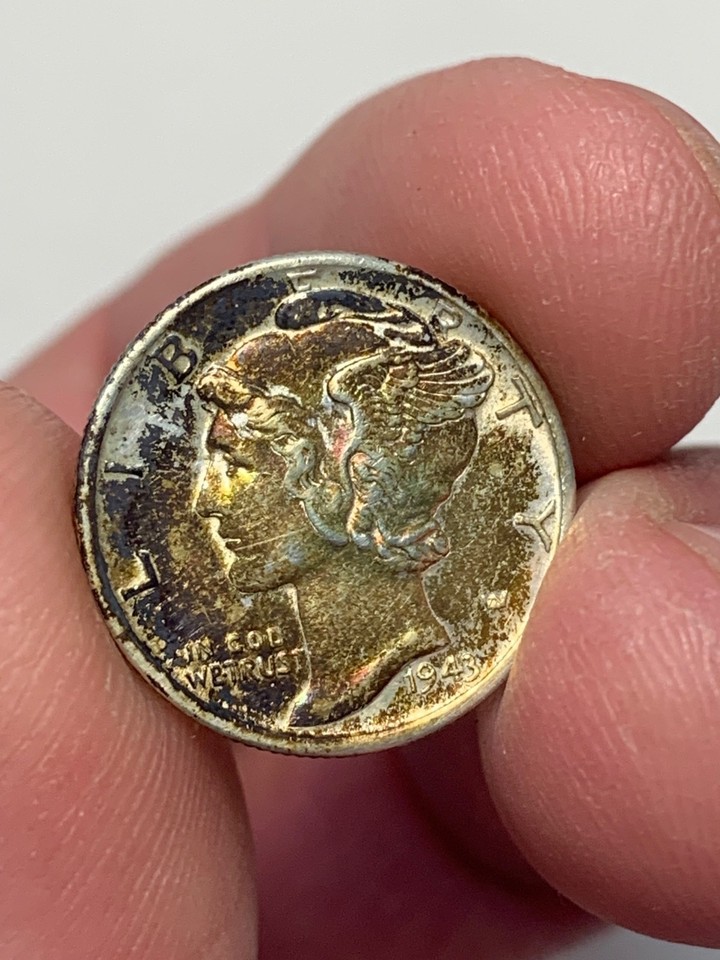 1943-D Silver Mercury Dime, Colorful Rainbow Album Toning | eBay