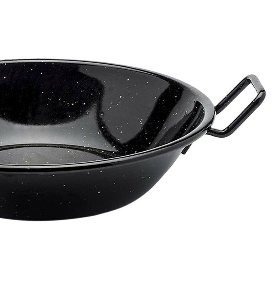 38cm Enamel Karai Wok Frying Kadhai Kadai Karahi Heavy Duty Dish Pan ...