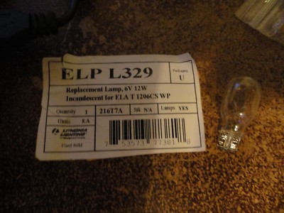 LITHONIA LIGHTING ELP L329 REPL. PART 12V, 12W INCANDESCENT LAMP FLAT ...