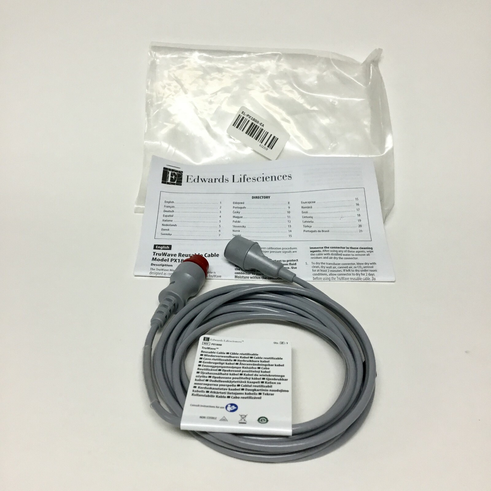 Edwards Lifesciences Baxter TruWave Reusable Cable Px1800 896083021 for ...