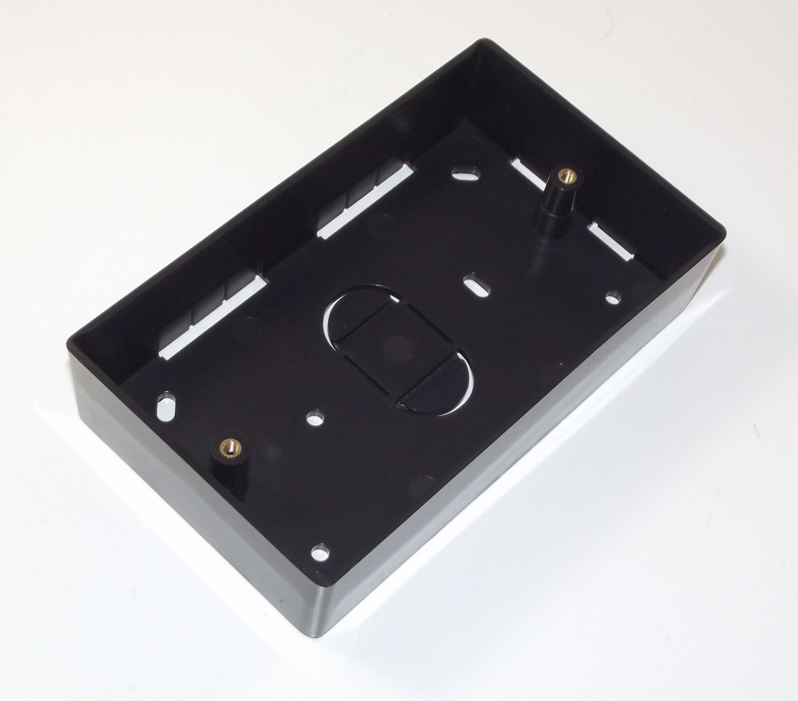 BLACK Double Gang BACKBOX 32mm Deep ABS Wall Mount Pattress Back Box ...