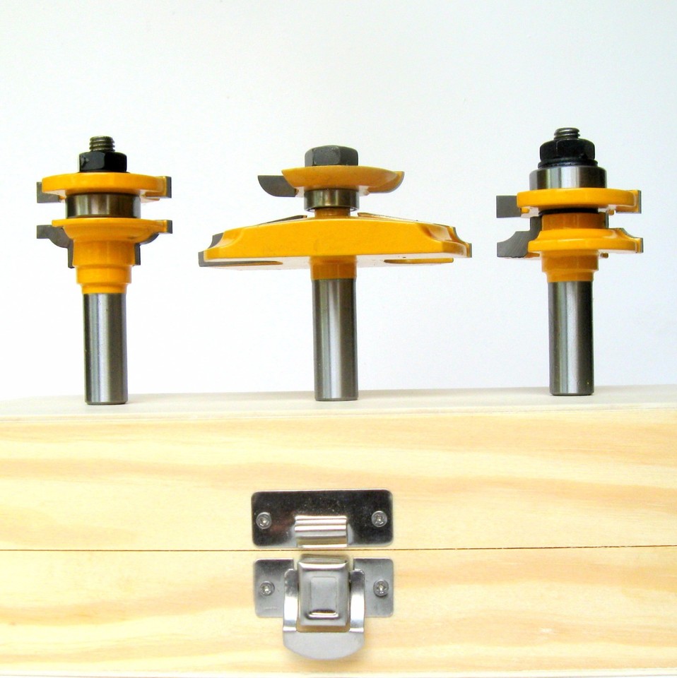 3pc 12° w/ Back Cutter Raised Panel & Bead Rail & Stile Router Bit Set ...
