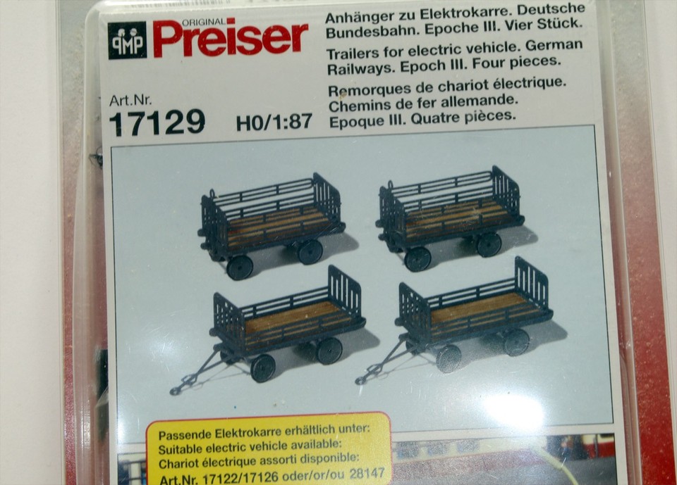 bc Preiser - 4 Trailers for Electric Vehicles KIT HO 1:87 scale ...