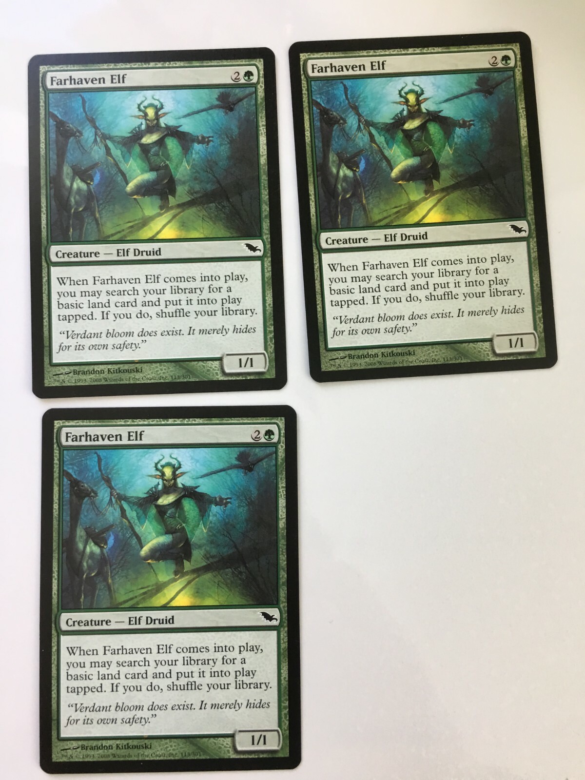 3x FARHAVEN ELF Shadowmoor MTG Green Creature — Elf Druid Com x3 | eBay