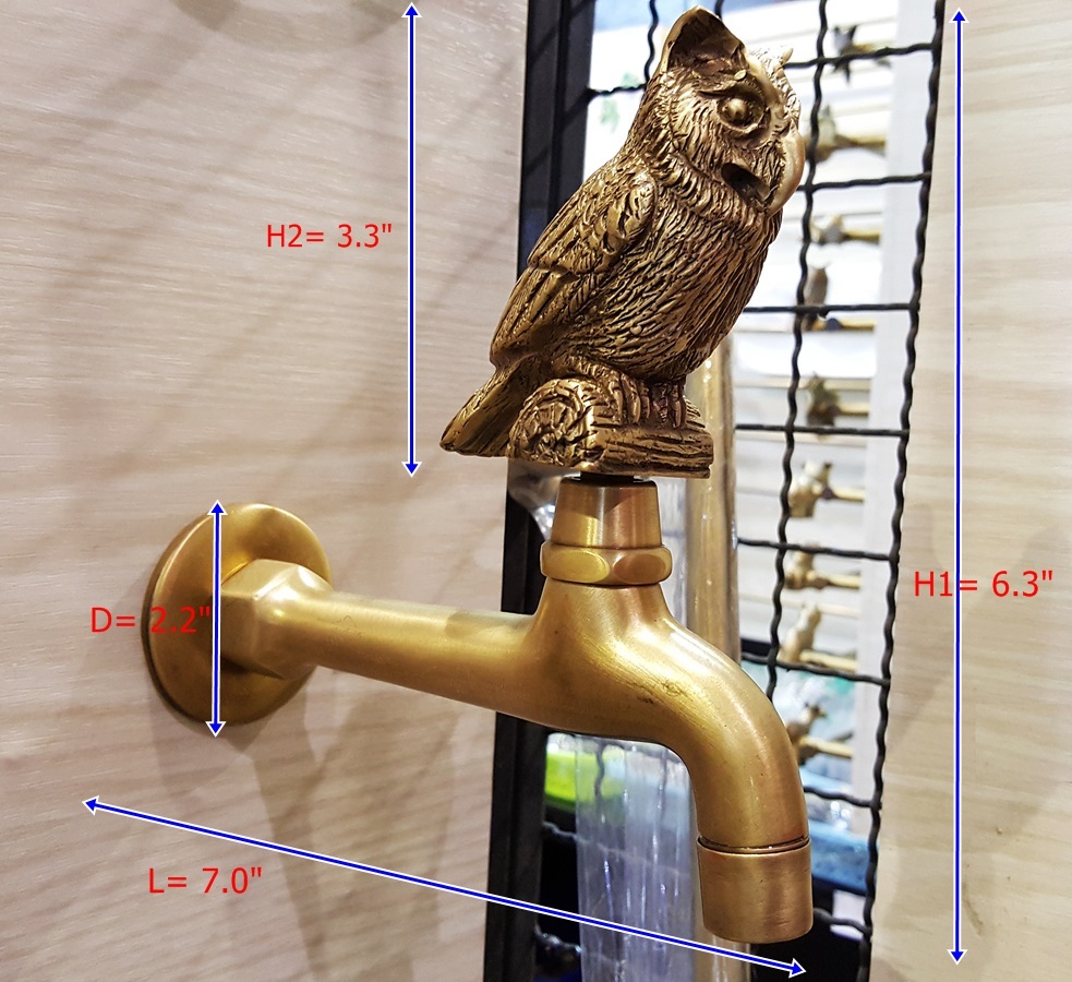 Brass Long Tap Faucet Owl Spigot Bird Wash Bowl Basin Water Home Decor ...