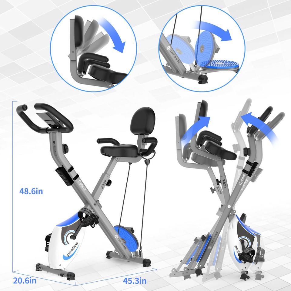 Indoor Folding Exercise Bike Stationary Cycling Bicycle Fitness Workout ...
