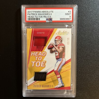 PSA 9 Patrick Mahomes II 2017 Absolute HEAD TO TOE Helmet/Cleats RC ...