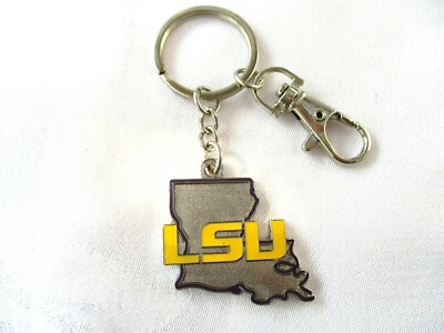 LSU TIGERS Heavyweight Metal State Shaped KEY CHAIN RING #06 - NEW | eBay