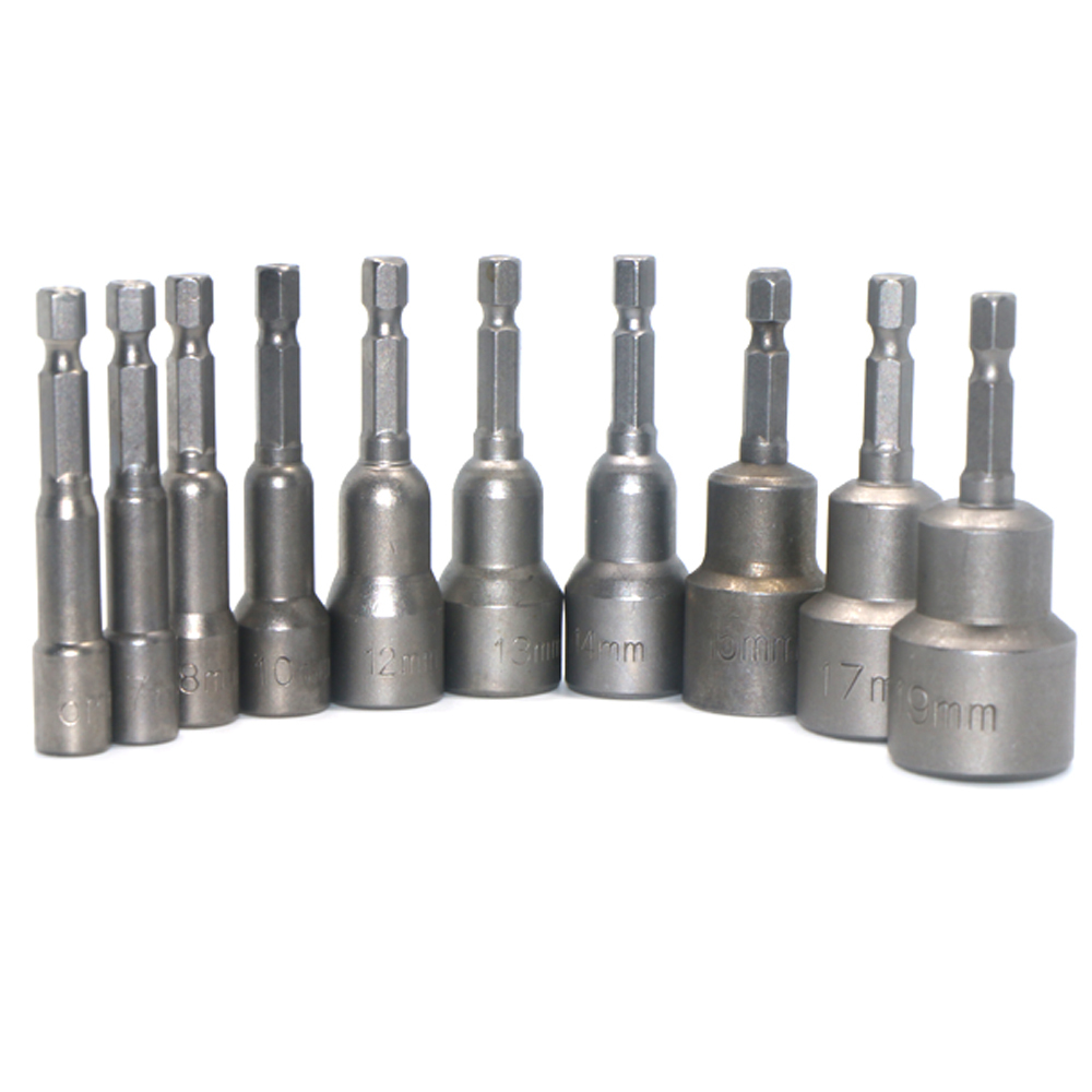 10pcs Magnetic Nut Driver Set 6~19mm Hex Socket Nut Setter Driver Bit ...