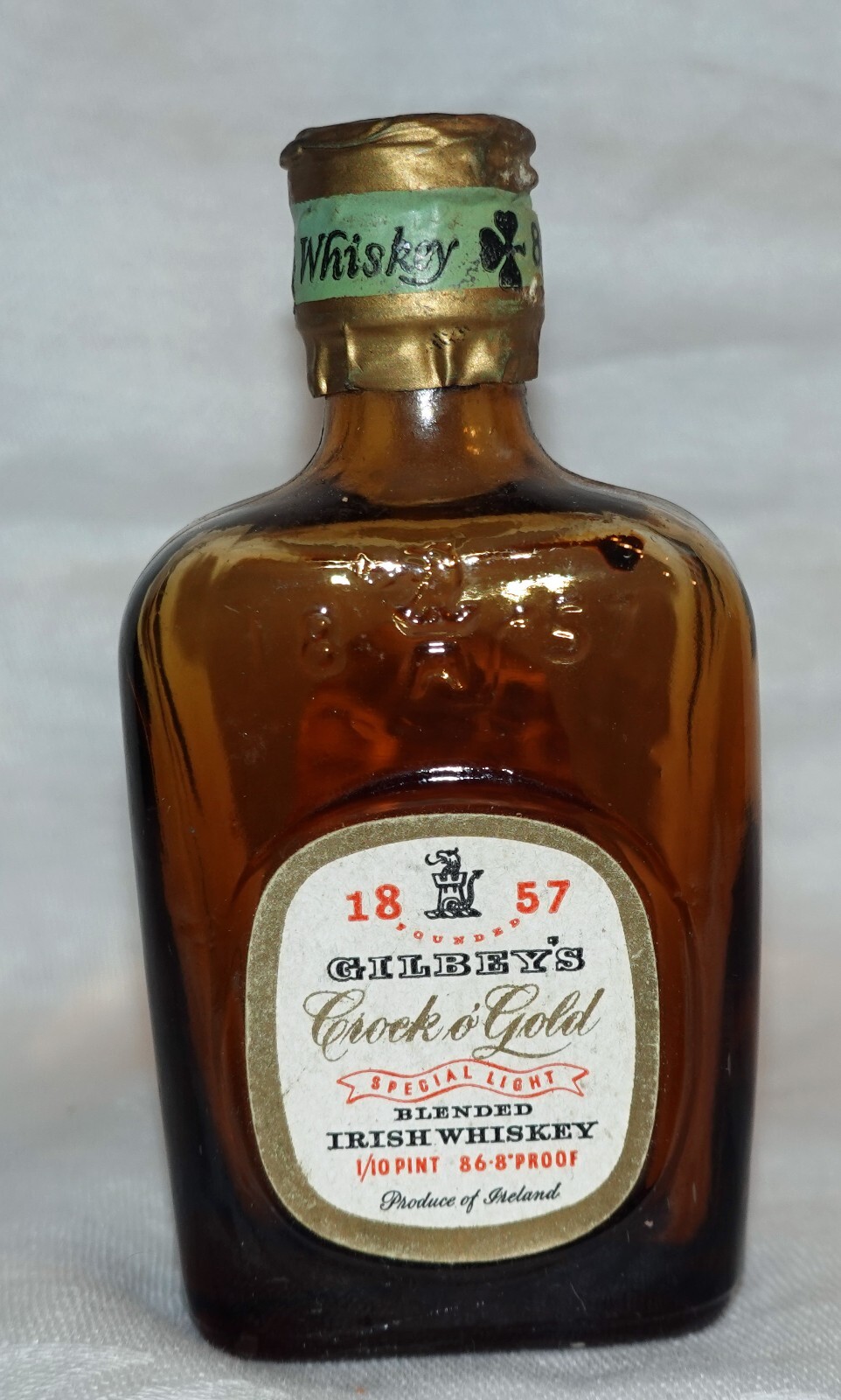 Vintage Gilbey's Crock of Gold Blended Irish Whiskey Mini Bottle Sealed ...